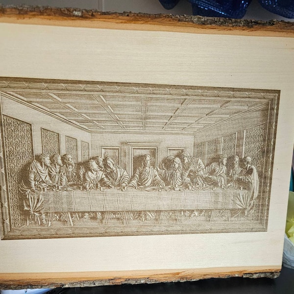 The Last Supper 3D Engraving on Live Edge Wooden Plank - Easter Gift ...