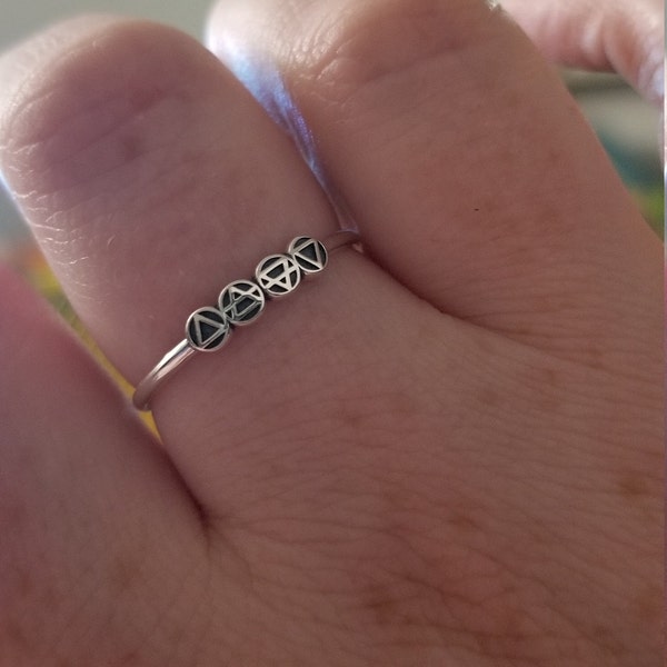 925 Silver 4 Element Ring,air Ring,earth Ring,fire Ring,water Ring,four ...