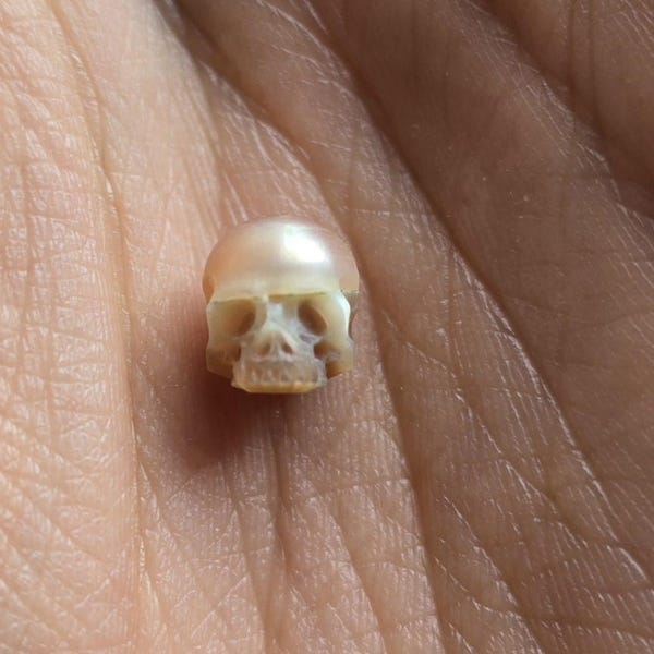 Hand Carved Freshwater Pearl Skull Beads for DIY Earrings, Necklaces ...