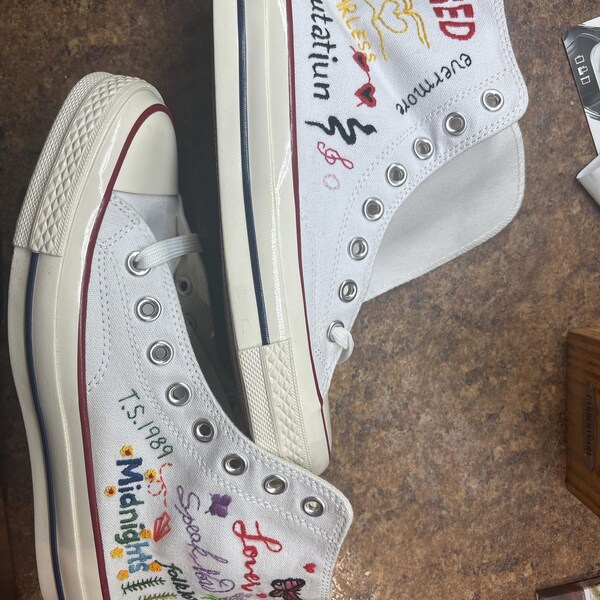 Embroidery Snake Converse, Fall Vibes Design Sneaker, Autumn Flowers ...