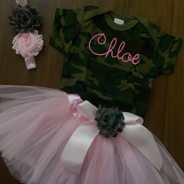Baby Girl Camo Outfit, Baby Girl Hunting Outfit, Baby Camouflage Outfit ...