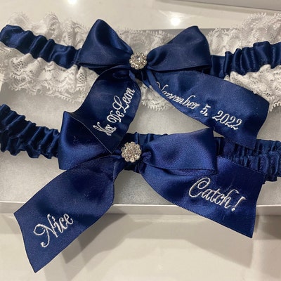 Navy Blue Personalized Bridal Garter Set, You're Next Modern Bridal ...