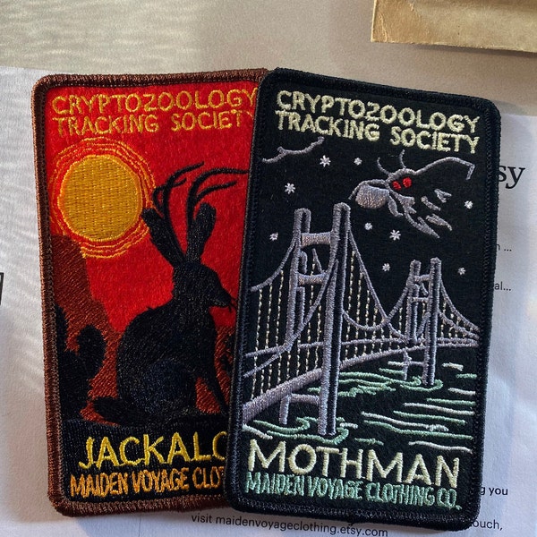 Jackalope Patch - Cryptozoology Tracking Society Animal Badge Rabbit Jackrabbit Desert Sun Cacti ...