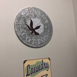 Organic Cotton Metal Sign, 12" Metal Oraganic Cotton With Cotton Pod ...