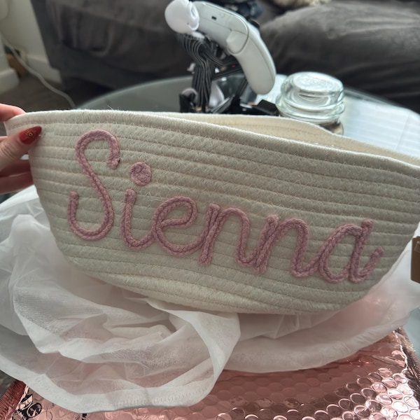 Custom Baby Shower Name Basket,personalized Baby Name Cotton Basket ...