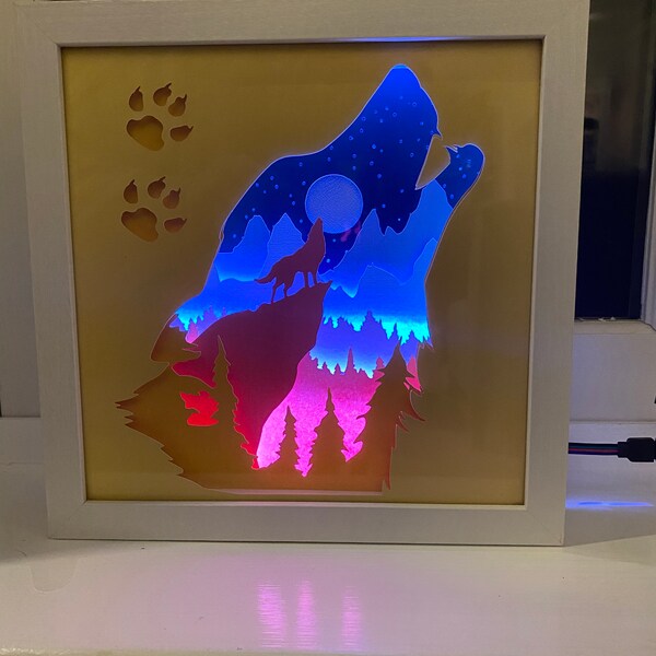 Wolf Shadow Box Files, Paper Cut Light Box Template Files, Shadow Box ...