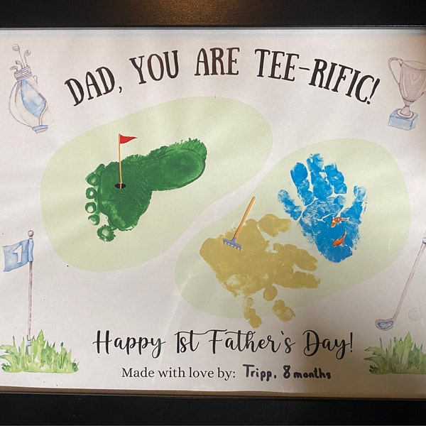 Golf Handprint Footprint Art, Birthday Printable Craft, Dad Golf ...