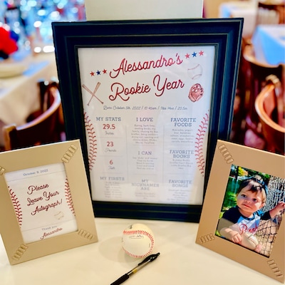 Baseball 1st Birthday Poster, Baseball Birthday Milestone Board, Rookie ...