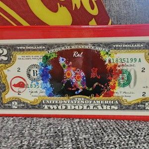 UNIQUE BIRTHDAY Card or Gift Happy Birthday Colorized Two Dollar Bill ...