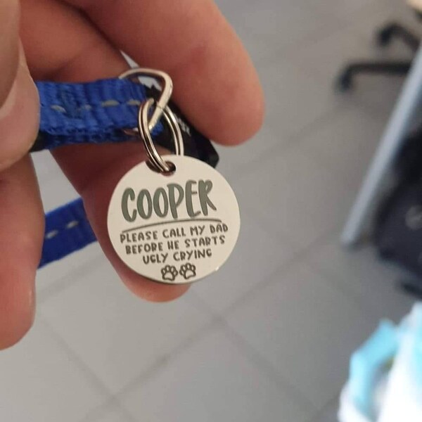 Ugly Crying Dog Tag, Personalised Dog Tag, Dog Tag, Dog, Dog Collar ...