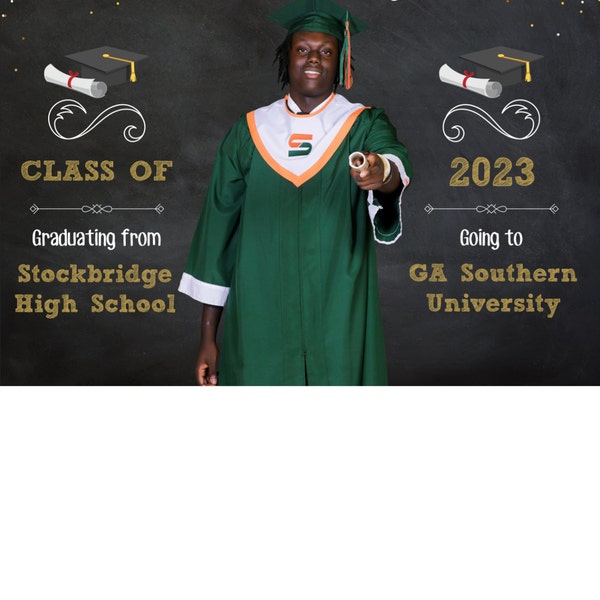 Sparkle Graduation Party Backdrop, Add Your Photo, Chalkboard ...