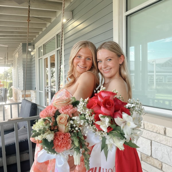 Personalized Monogram HOCO or Prom Bouquet Ribbon, HOCO Flower Bow, Bow ...