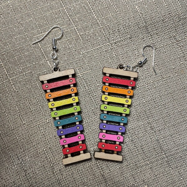 Xylophone Earrings for Music Teachers, Wooden Dangle Earrings, Unique ...