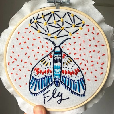 MIDNIGHT FLIGHT Pdf Embroidery Pattern, Moth and Moon, Embroidery ...