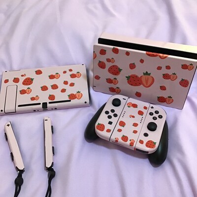 Cute Strawberry Nintendo Switch Skin ,pink Kawaii Nintendo Switch Skin ...