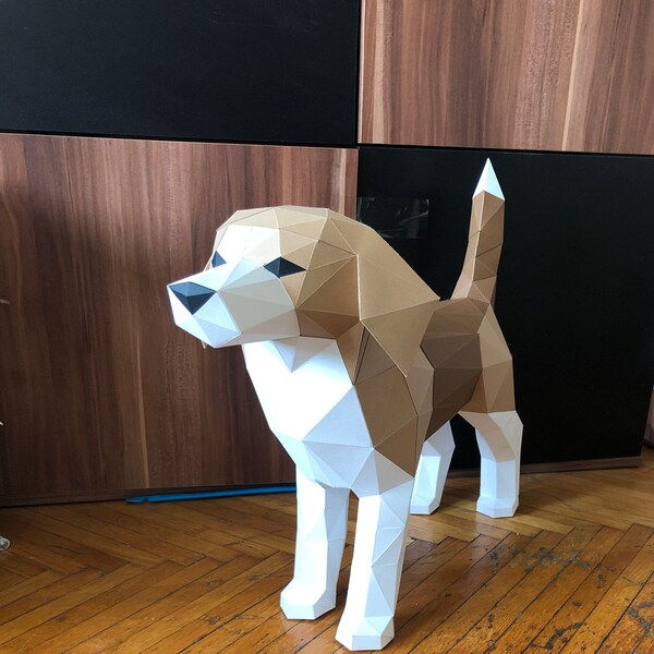 Beagle Papercraft Template, Papercraft Dog, DIY Beagle, Origami Dog ...