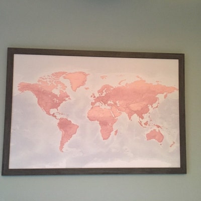 Pink World Map Push Pin Travel Map With 100 Map Push Pins - Etsy