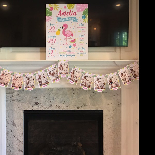 Flamingo Sign. First Birthday Poster. Milestone Poster. Flamingo ...