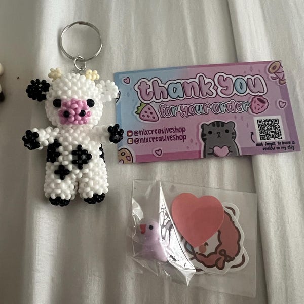 Beaded Cow Keychain/amigurumi - Etsy