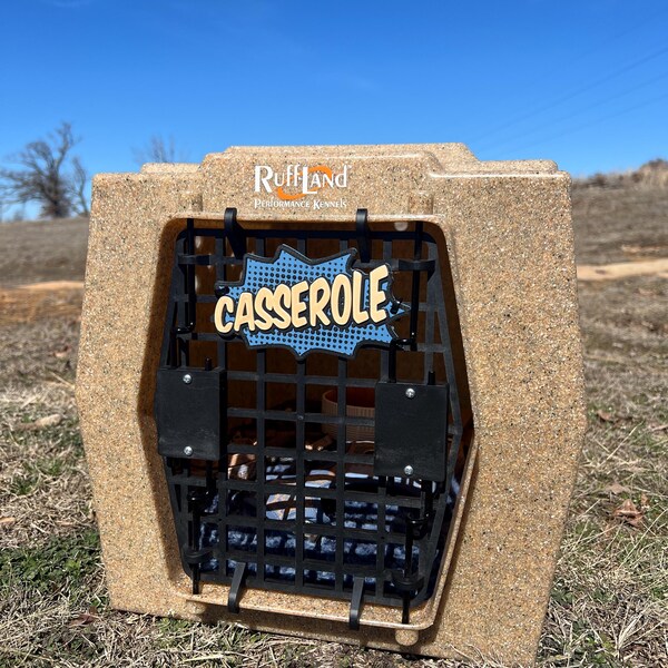 Swirl Personalized Pet Crate Tag, Calligraphic Kennel Name Plate, Art ...