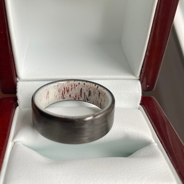 Carbon Fiber Ring With Elk Antler Liner, Engagement Rings, Black Rings ...