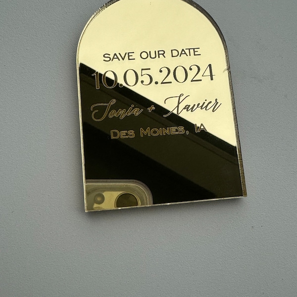 Boho Save the Date Mirror Acrylic Magnets Custom Personalized / Arch ...