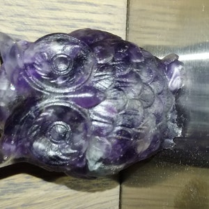 Amethyst Owl Natural Crystal Gemstone Resin Owl Figure Resin - Etsy ...