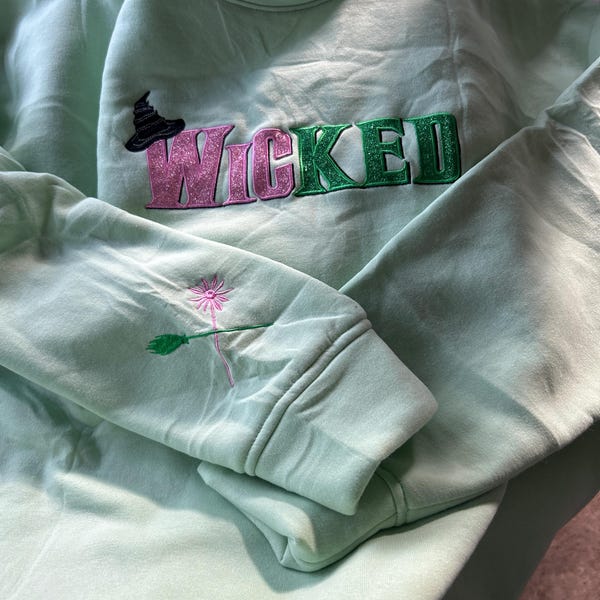 Embroidery Wicked Musical Elphaba and Glinda Sweatshirt, Defy Gravity ...
