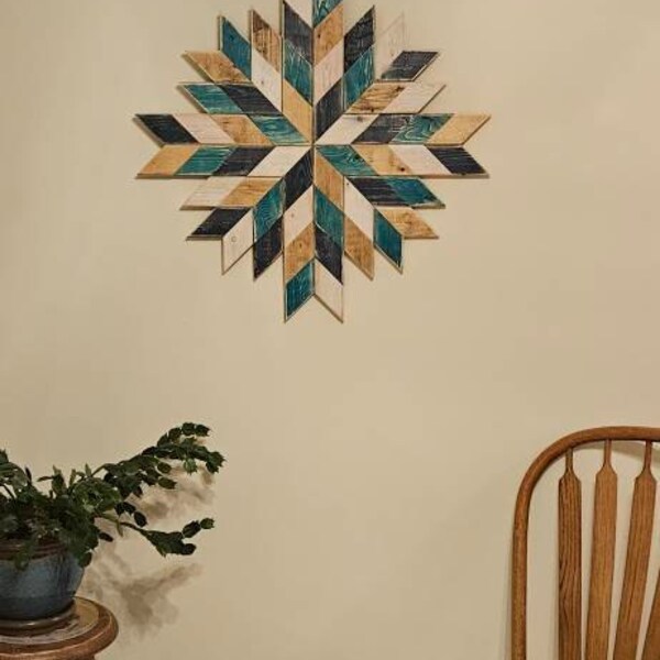 Wooden Barn Star Pattern, Wood Quilt Star, Mosaic Wood Wall Art ...
