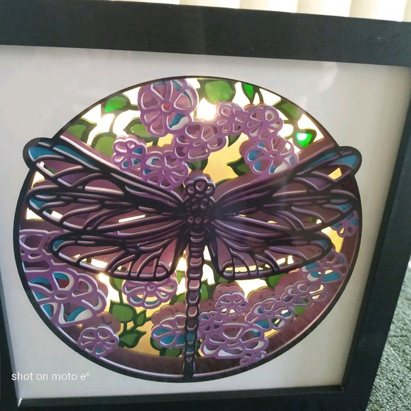 3D Layered Dragonfly SVG PDF EPS, Dragonfly Shadow Box, Dragonfly 3D ...