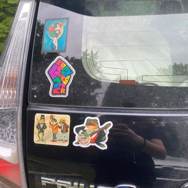 Banjo Frog Sticker / Frog Man / Vinyl Sticker / Vintage Image / Phone ...