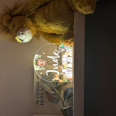 Personalised LED Animal Lamp, Kids Night Light Gift, Safari Jungle ...