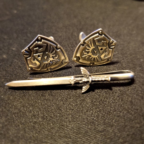 Zelda Master Sword Tie Clip Zelda Geek Nerd Mens 925 Silver Cufflinks ...