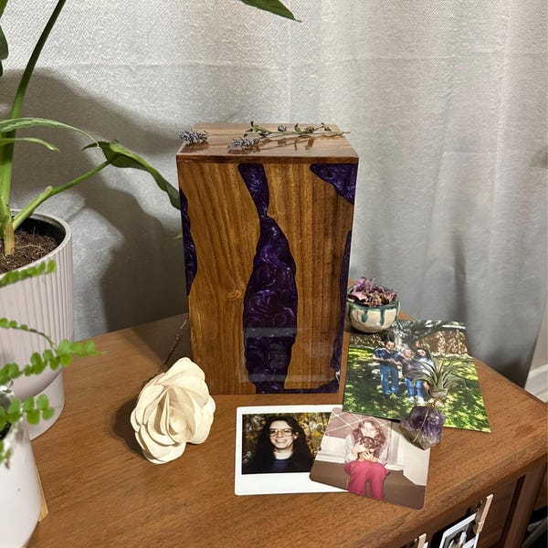 Handcrafted Rosewood With Resin Ocean Wave Art - Memorial Keepsake ...