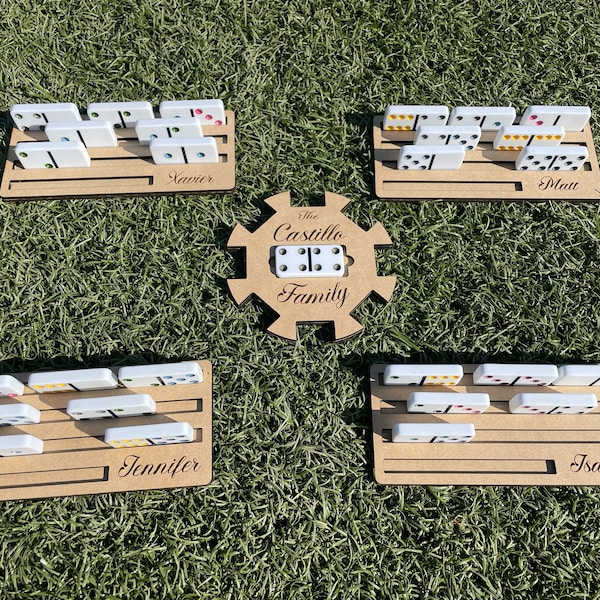 Mexican Train Dominoes Game and Domino Holder Glowforge Ready * Digital ...