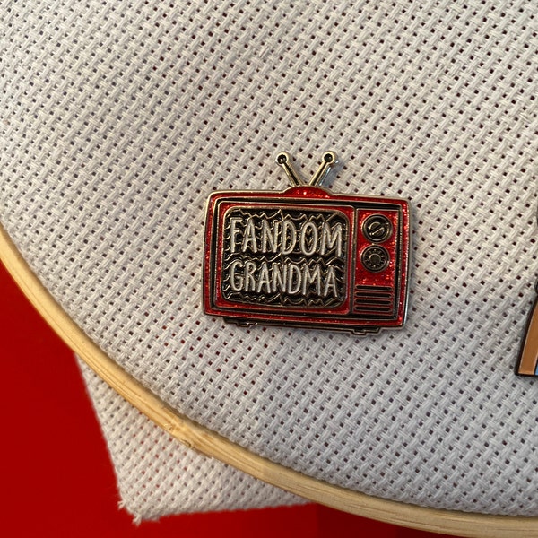Fandom Grandma Pin, Fandom Gift, Fangirl Enamel Pin, Vintage TV, Atomic ...