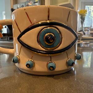 24K Real Gold Handmade Evil Eye Coffee Mug, Gifts for Tea Lovers, Evil ...