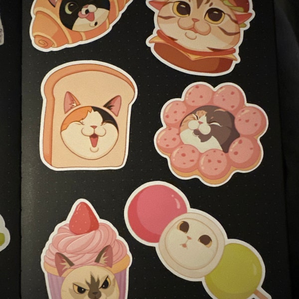 Cat Eating Pasta Sticker/ Waterproof Sticker/ Weatherproof/ Cute ...