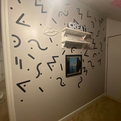 80s Abstract Pattern Wall Decal Set 80s Style, Vintage Eighties Design ...