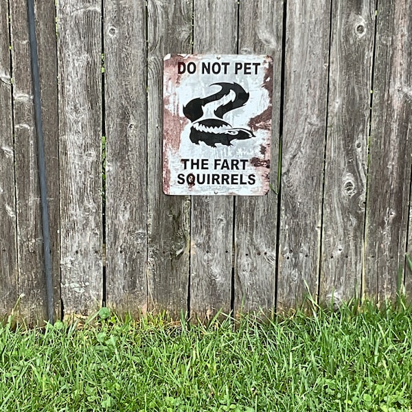 FART SQUIRRELS, Skunk Warning Sign, Striped Kitties, Skunks, Rusty Look ...