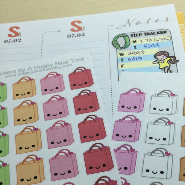 Happy Shopping Bag Tracker Reminder Cute Kawaii Planner Stickers Erin ...