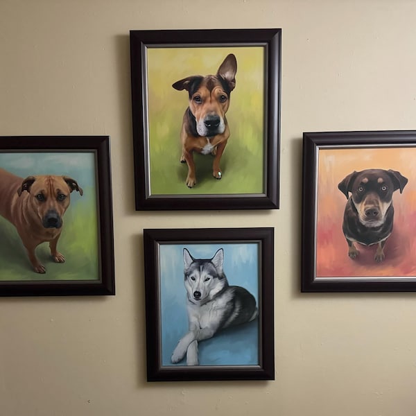 CUSTOM DOG CAT Portrait From Your Photo, Digital Art or Oil Acrylic ...