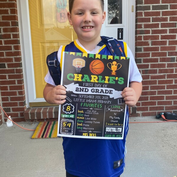 First Day of Fourth Grade School Sign Printable Boy 1st Day of 4th ...