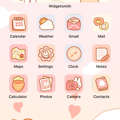 Peachy Skies Theme App Icon Pack Digital Instant Download Ios14 Cute ...