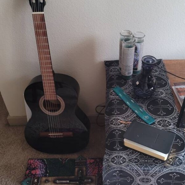 Altar Cloth Catholic Christian Home Prayer Table Runner Blue Metallic ...