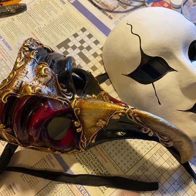 Limited Edition. Half Face Demon Mask. Black and Gold Demon Mask ...