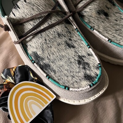 Real Cowhide Beaded Custom Shoes Cowhide Shoes Beaded Shoes - Etsy