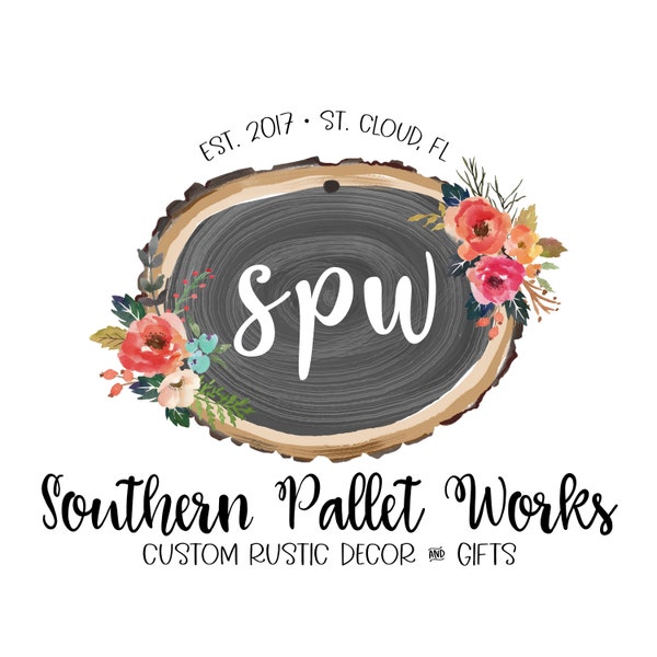 DIY Wood Slice Logo - Editable Wood Logo, Boutique Logo, Rustic Logo ...