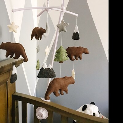 Brown Bear Baby Mobile, Bear Adventure Baby Mobile, Woodland Bear ...