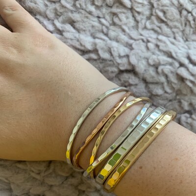 Thick Hammered Cuff Bracelet, 14K Yellow Gold Filled 352.ygf - Etsy